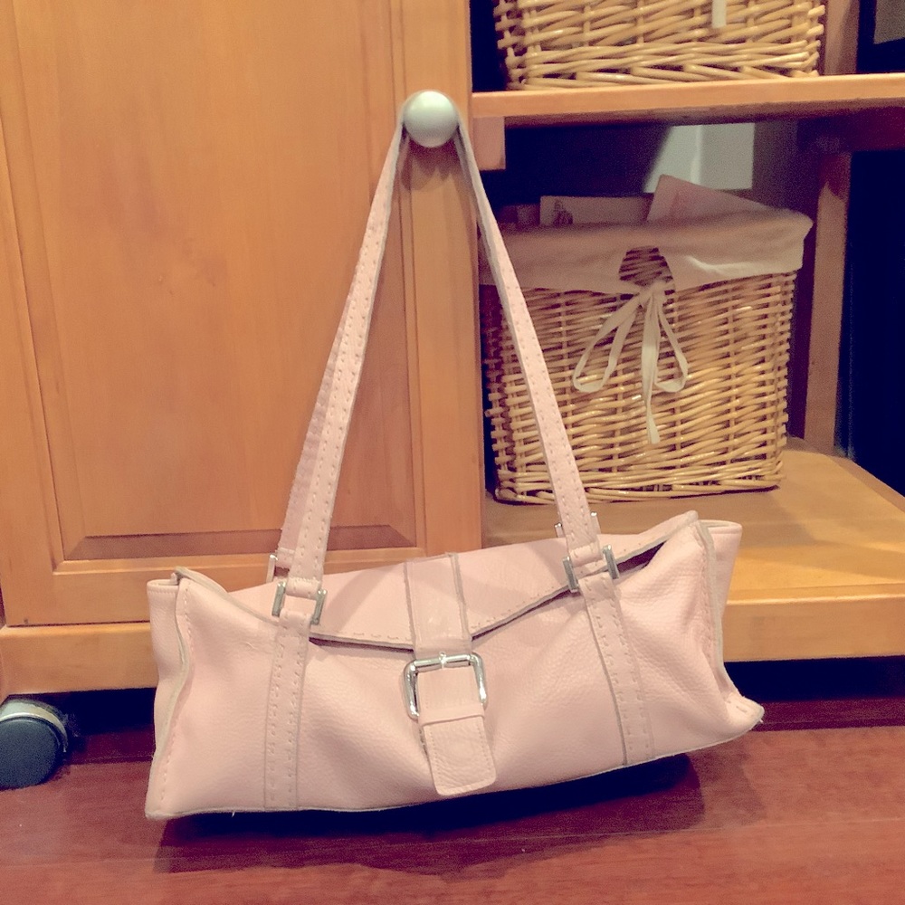 Vintage Carla Mancini Pink Pebbled Leather Satchel Bag - Gem